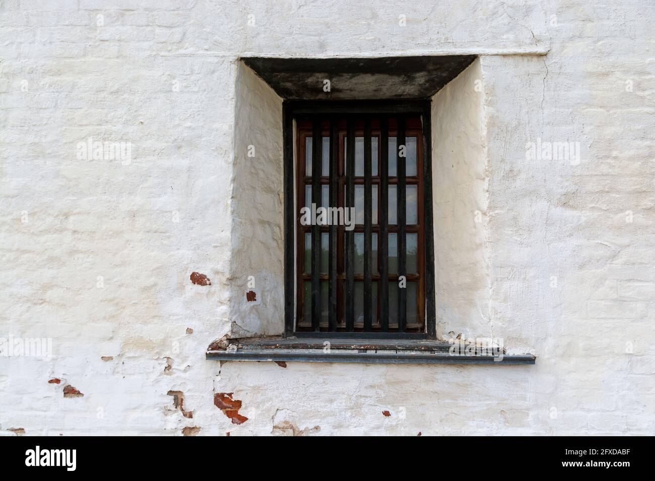 window with bars in an old medieval castle Stock Photo - Alamy