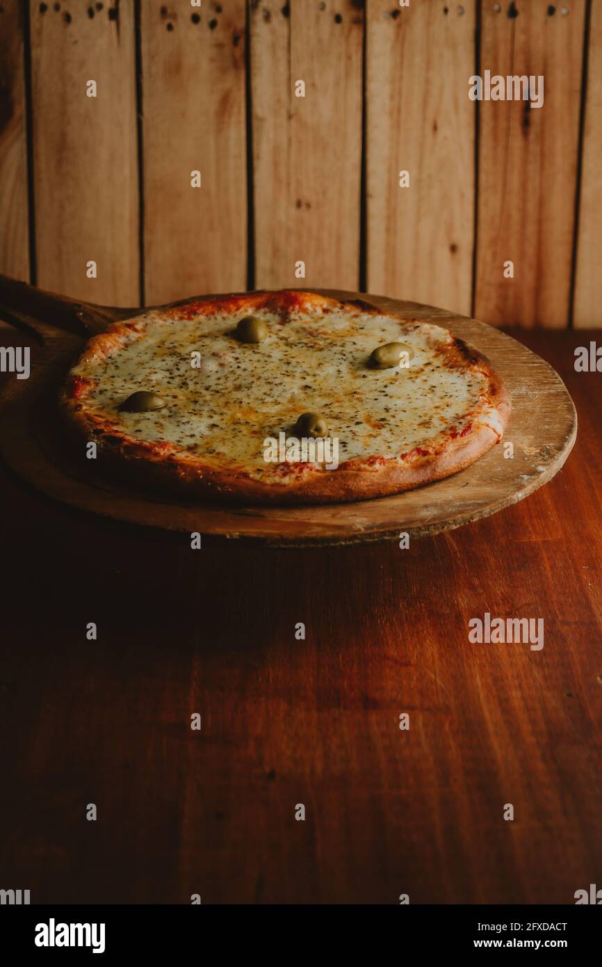 vertical close-up of mozzarella pizza Stock Photo - Alamy