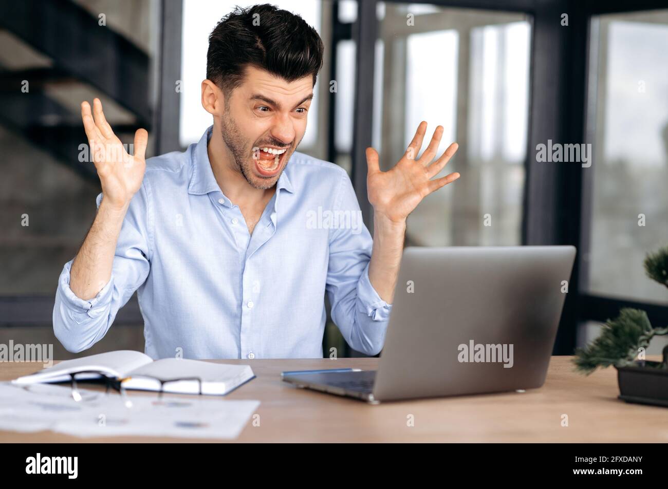 Angry guy stressed overworked caucasian hi-res stock photography and ...