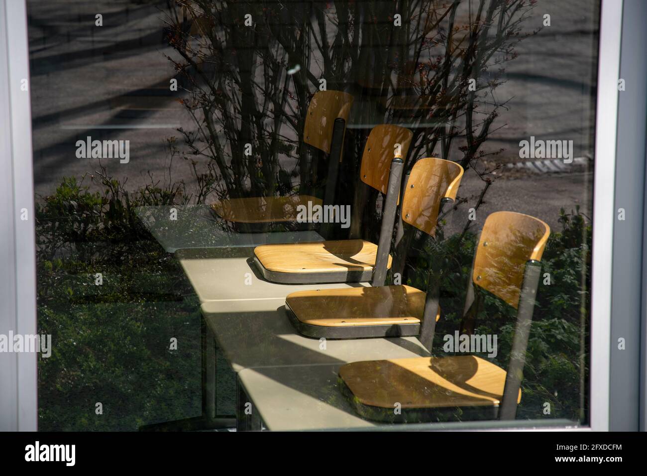 An empty classroom through the window Stock Photo - Alamy