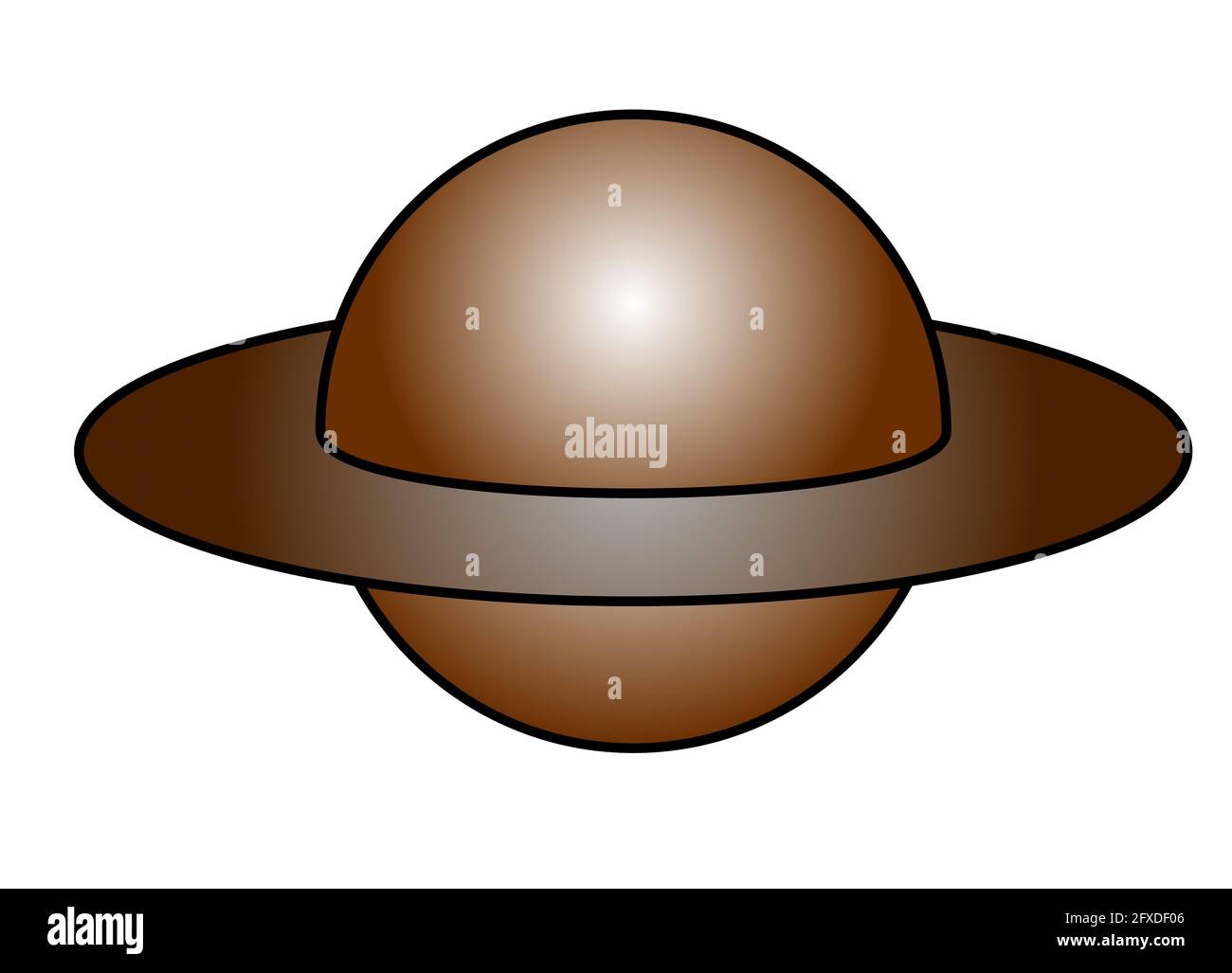 A graphic illustration of a Ringed Planet in Brown for use as an icon ...