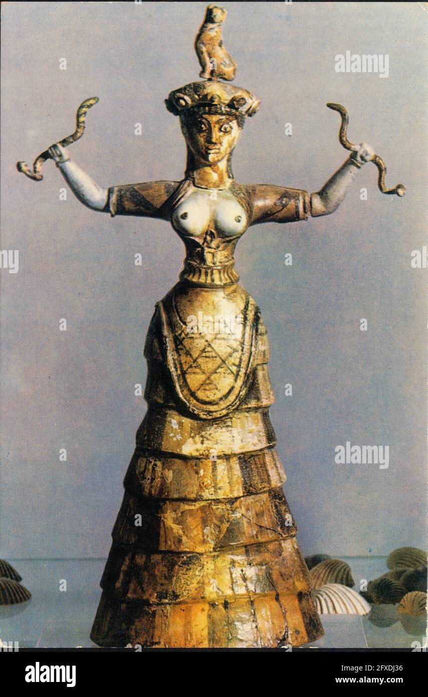 The small snake Goddess in faience, Heraclion Museum Stock Photo - Alamy