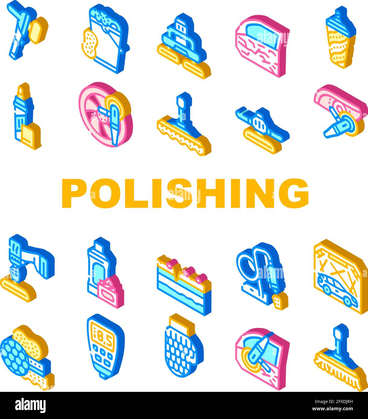 Car Polishing Tool Collection Icons Set Vector Stock Vector Image & Art ...