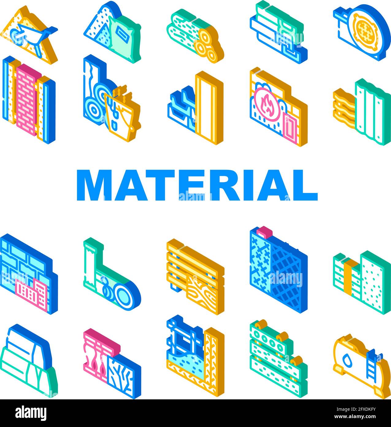 Building Material Collection Icons Set Vector Stock Vector Image & Art ...