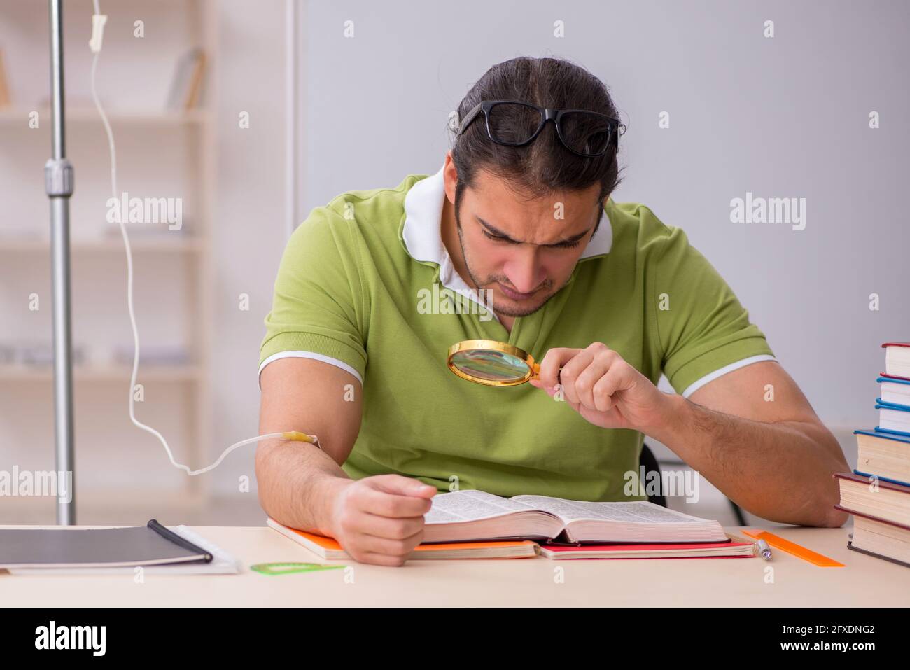 Young sick teacher student in blood transfusion concept Stock Photo - Alamy
