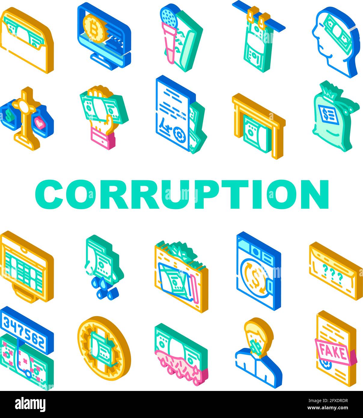 Corruption Problem Collection Icons Set Vector Stock Vector Image & Art ...