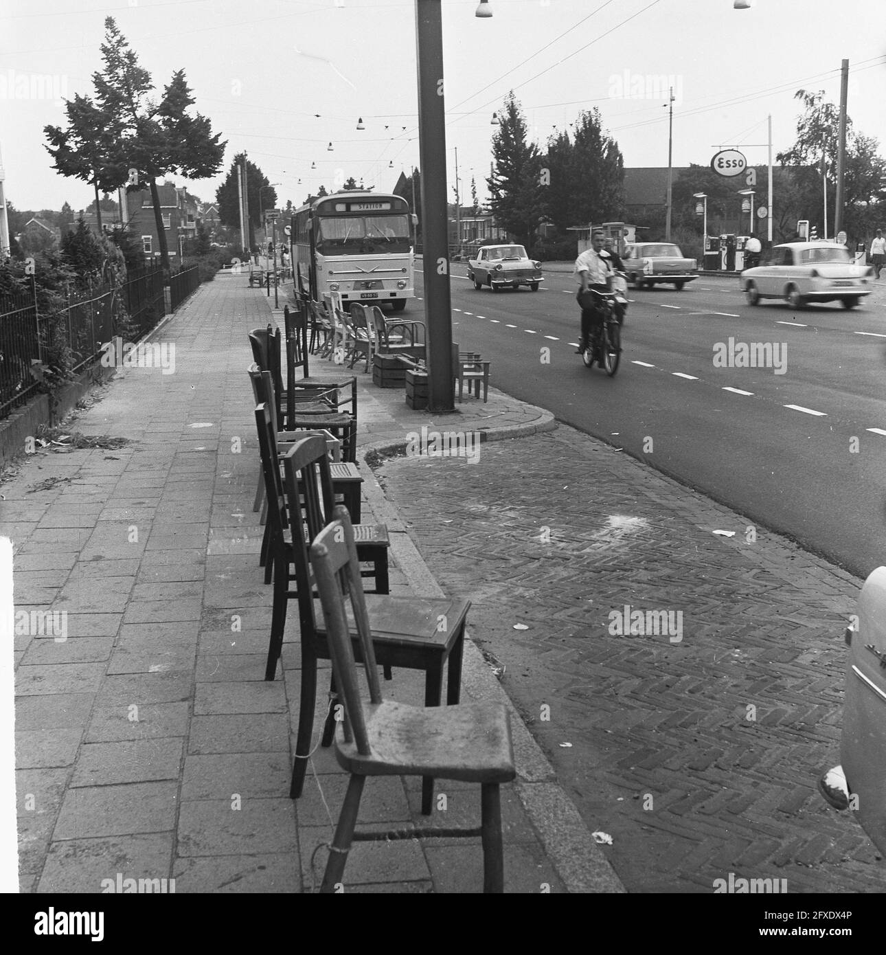 Chairs along route for returning walkers at Nijmegen, July 25, 1963 ...