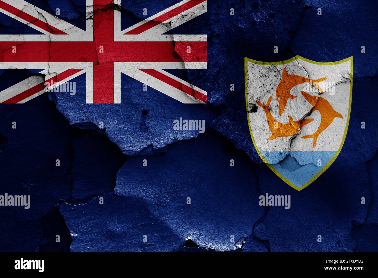 flag of Anguilla painted on cracked wall Stock Photo - Alamy