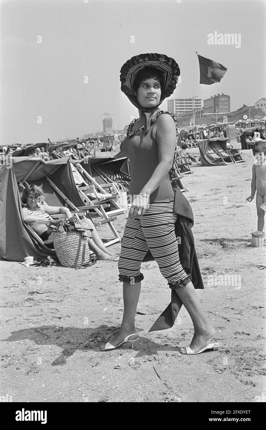 Beach fashion 1964, a swimsuit from the early 1900s at the beach of ...