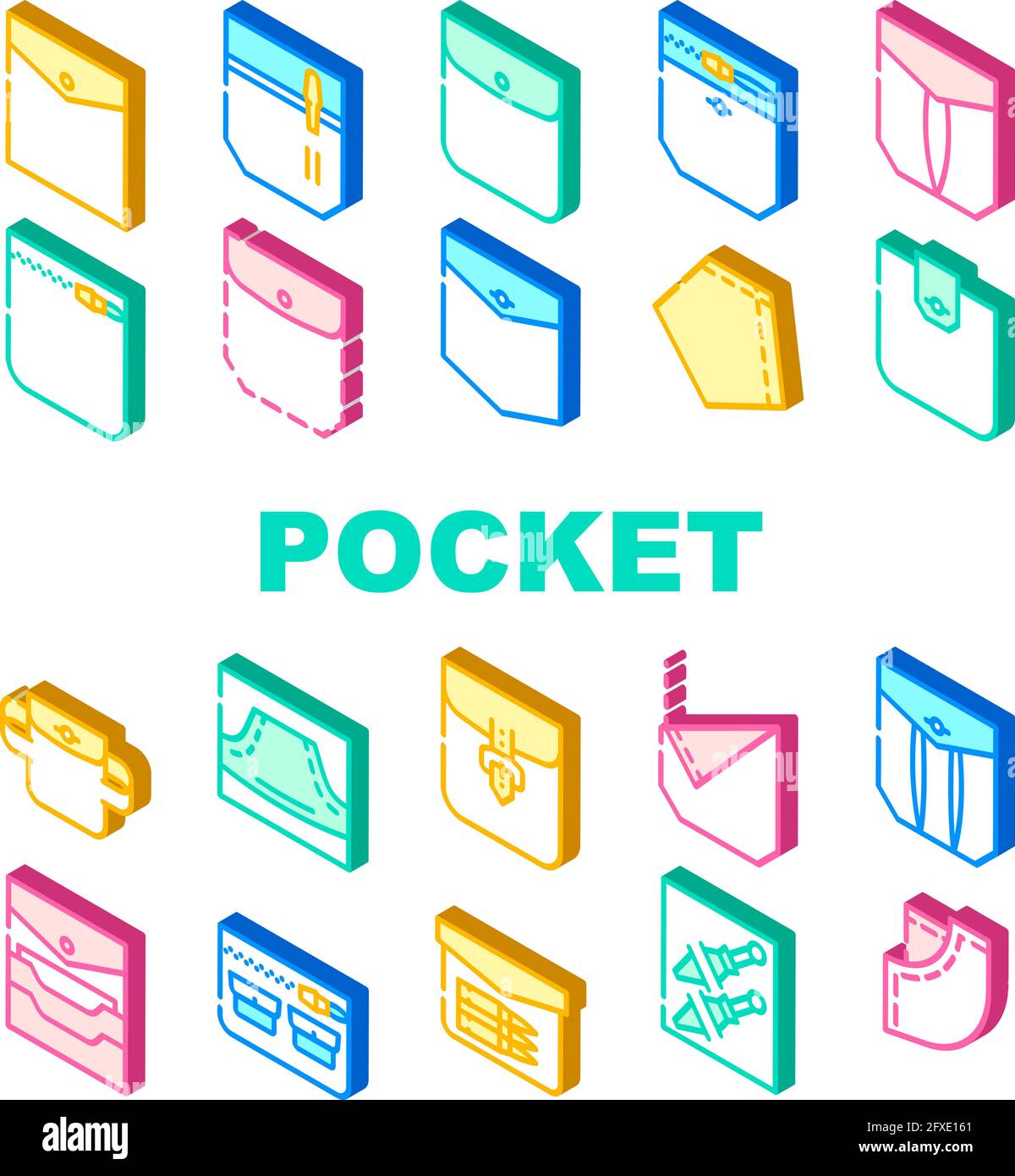 Patch Pocket Clothes Collection Icons Set Vector Stock Vector Image ...