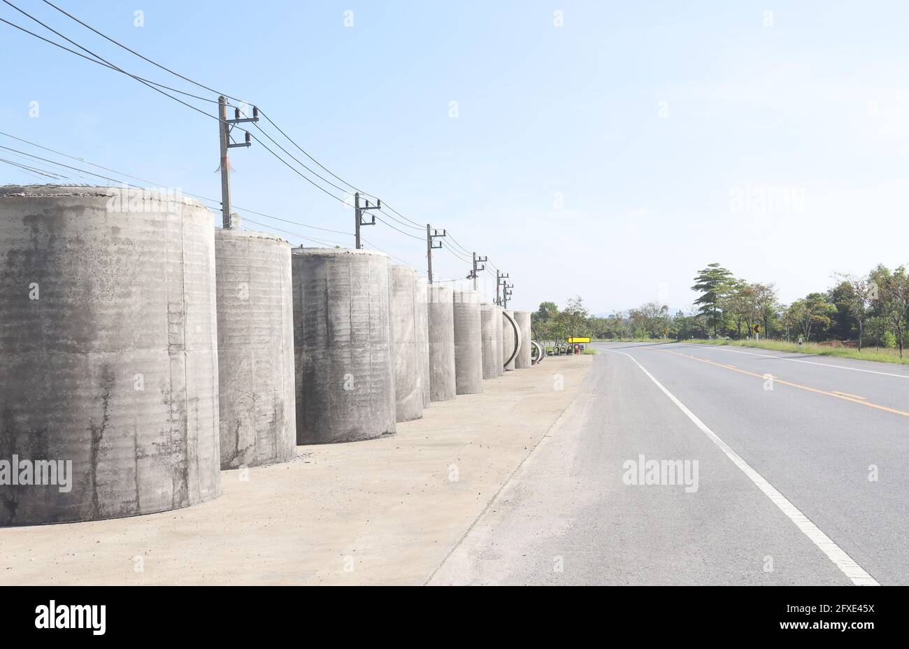 large and long round concrete pipes Stock Photo - Alamy