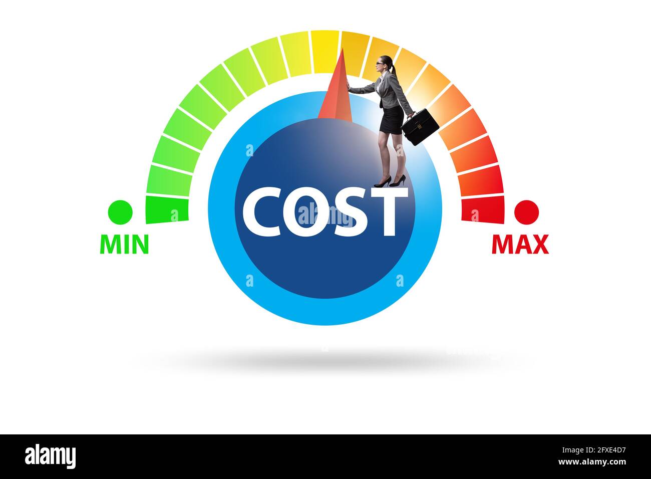 Cost management concept with the businesswoman Stock Photo - Alamy