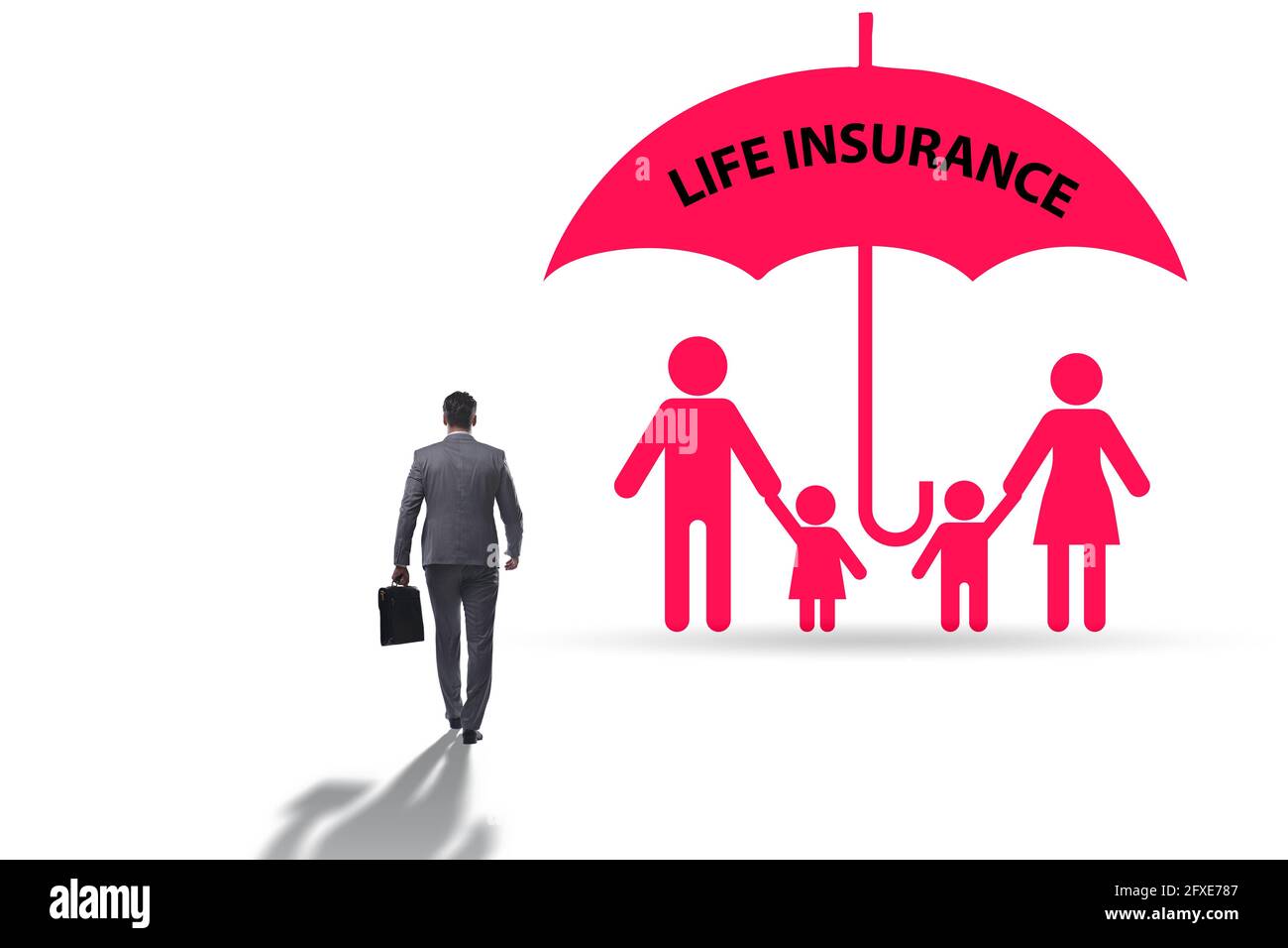 Life insurance concept with family under the umbrella Stock Photo - Alamy
