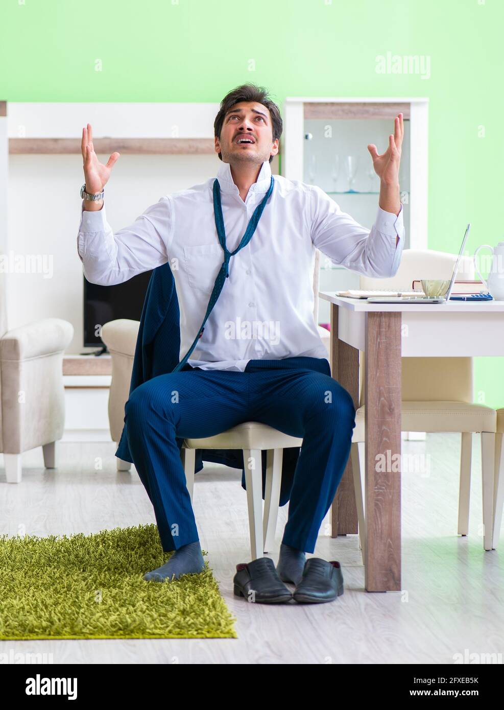 The man dressing up and late for work Stock Photo - Alamy