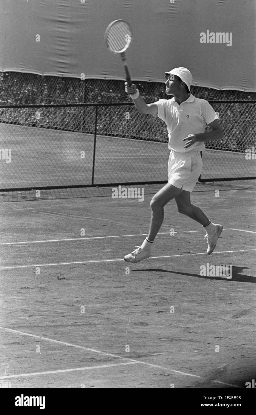 Tennis championships, Tom Okker in action, August 12, 1965 ...