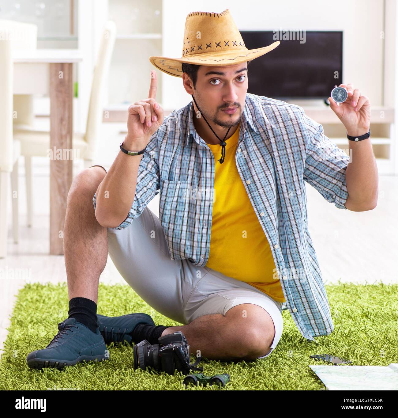 The man planning his travel with map Stock Photo - Alamy