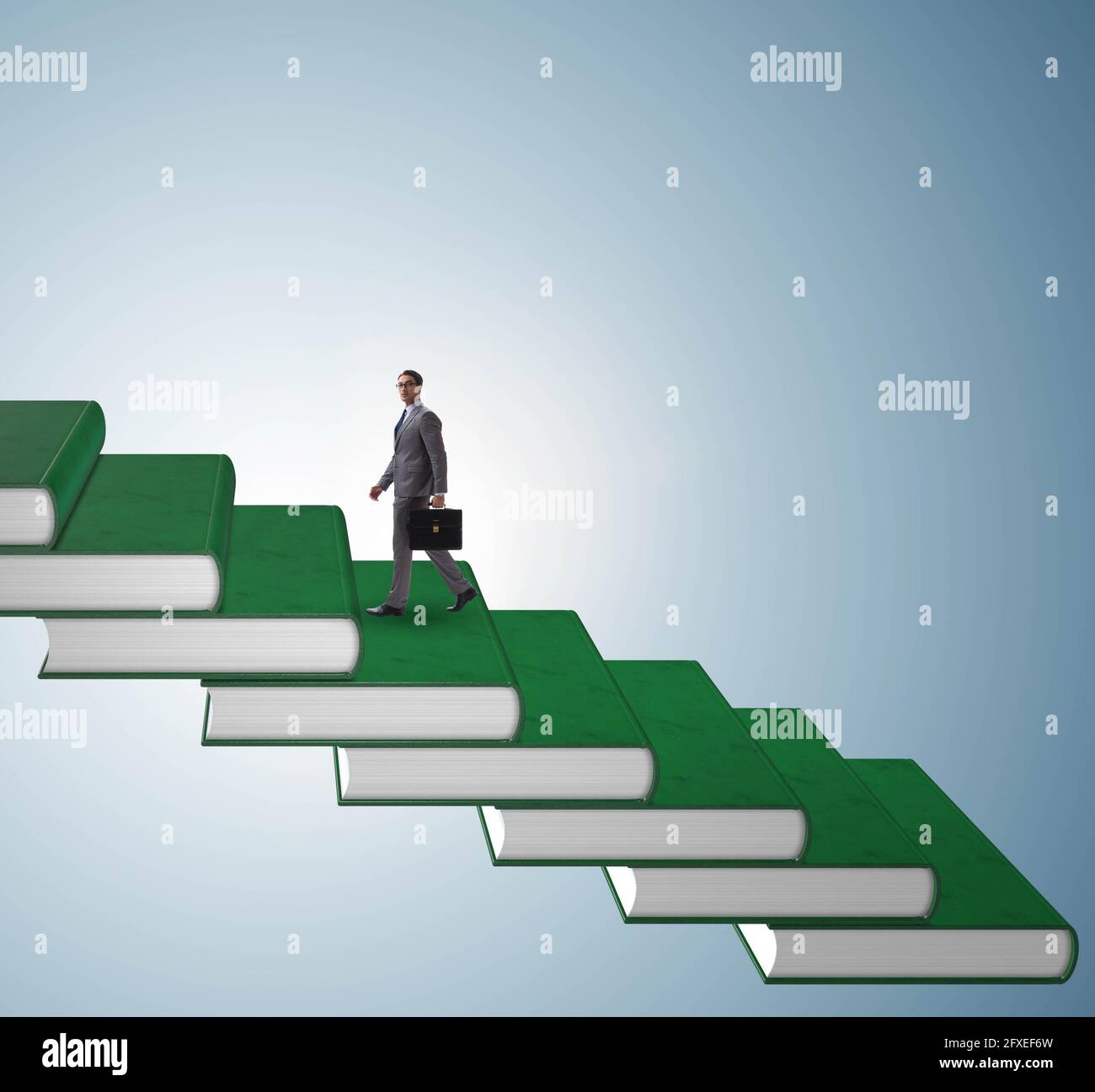 The businessman student climbing the ladder of education books Stock ...