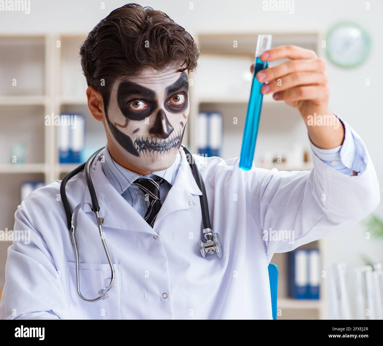 The scary monster doctor working in lab Stock Photo - Alamy