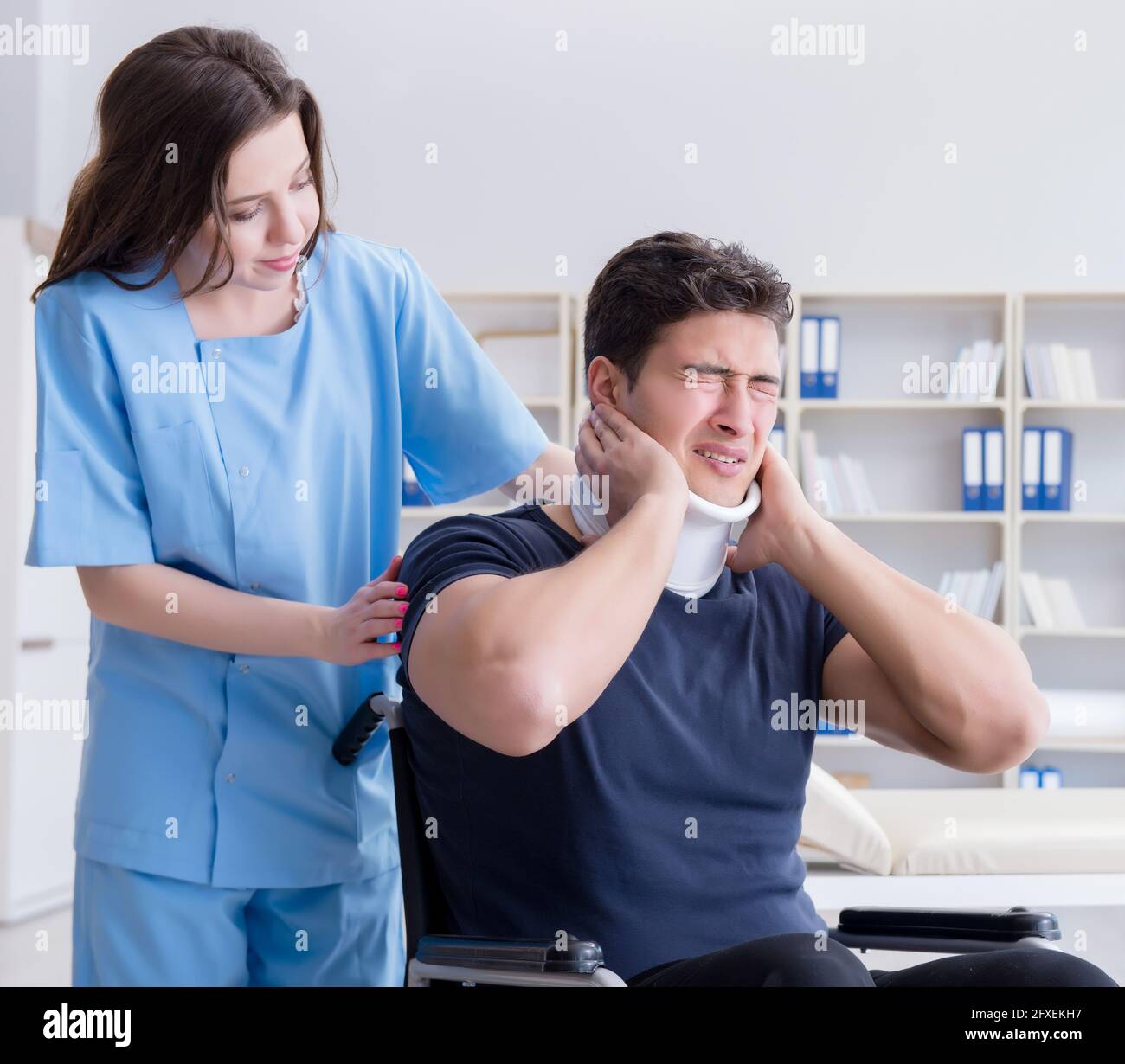 Disabled painful man neck hi-res stock photography and images - Alamy
