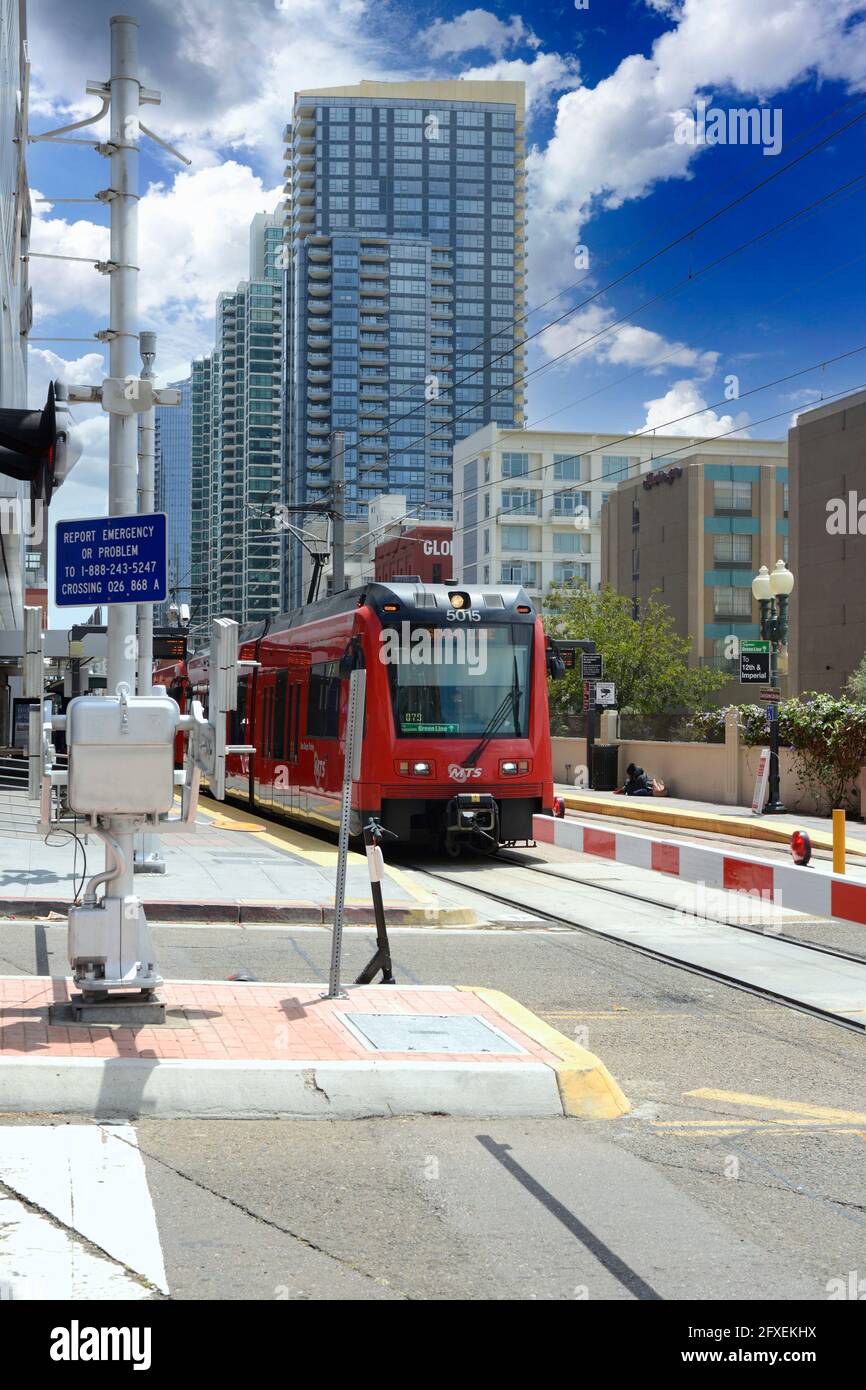 The MTS - Metropolitan Transit System trolly light rail transit train ...