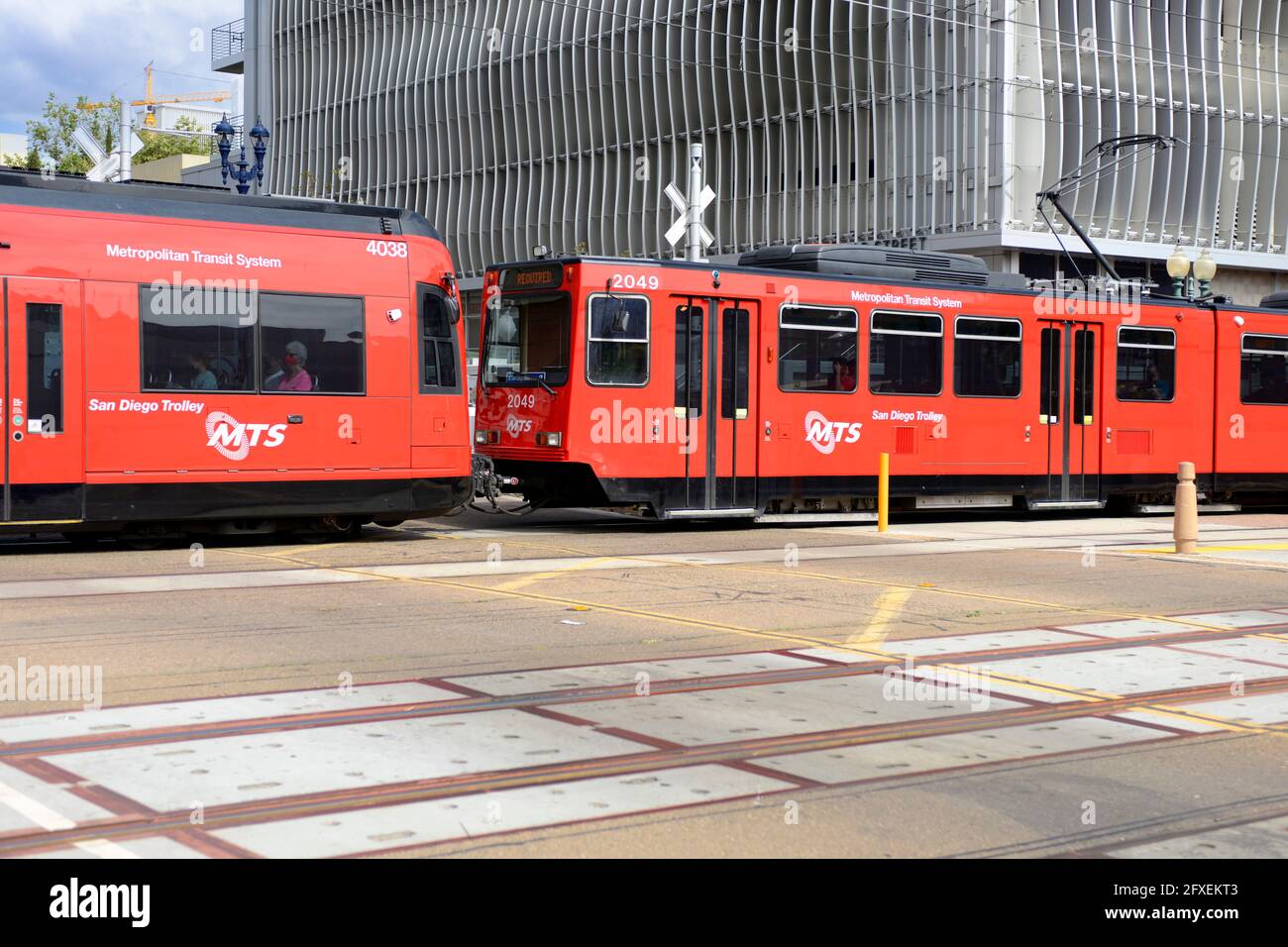 The MTS - Metropolitan Transit System trolly light rail transit train ...