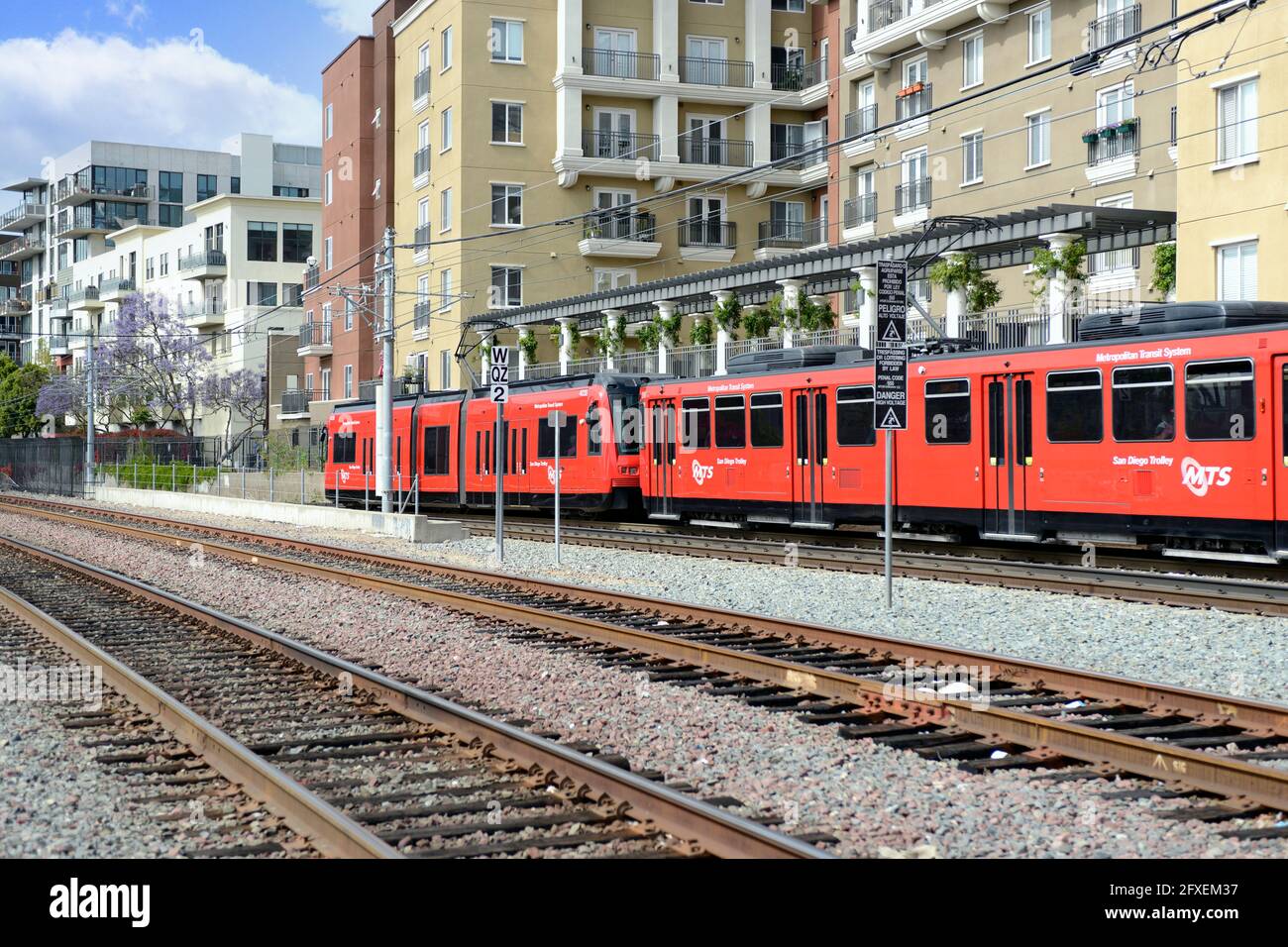 The MTS - Metropolitan Transit System trolly light rail transit train ...