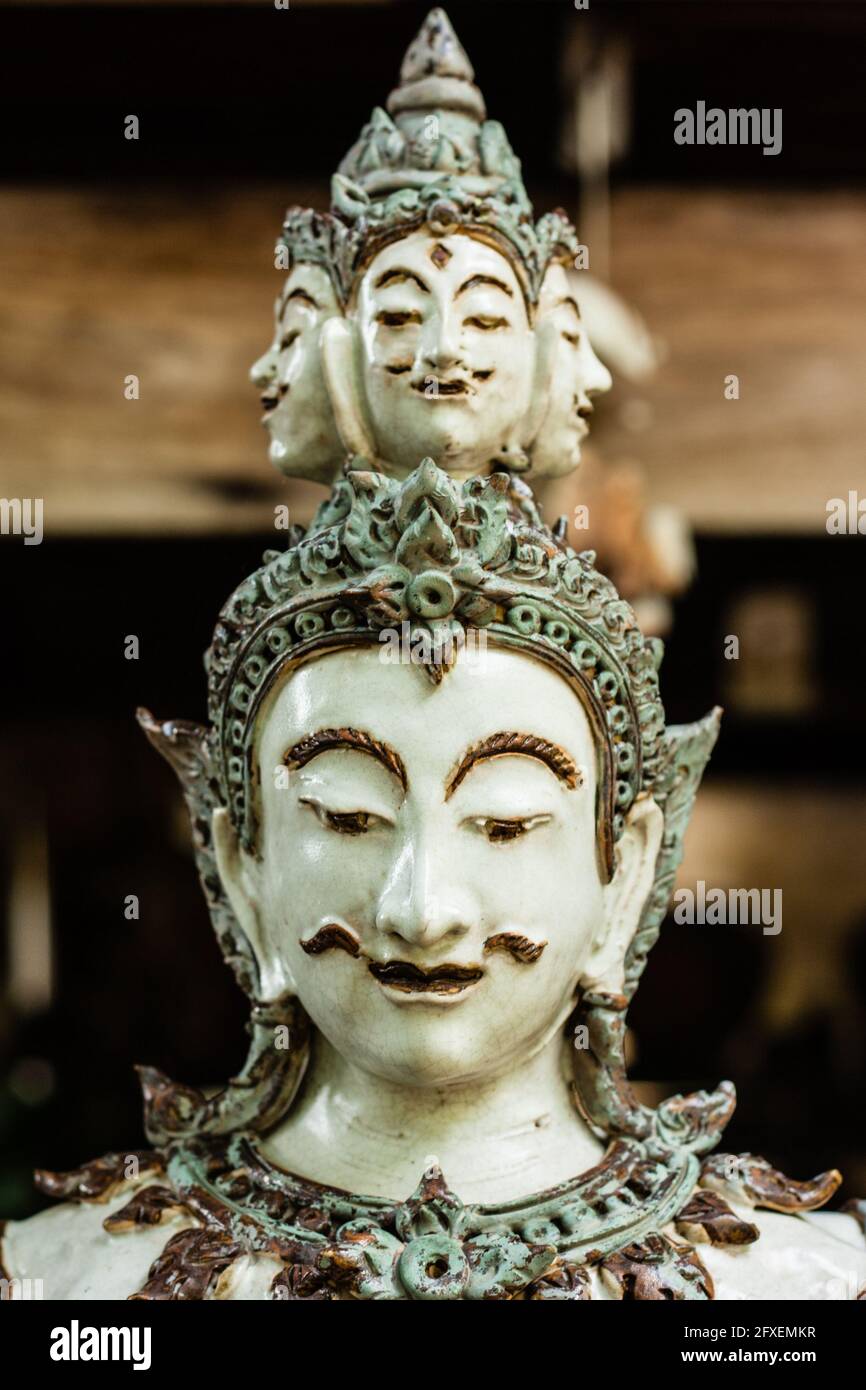 Face of Thai male angel traditional style ceramc sculpture Stock Photo ...