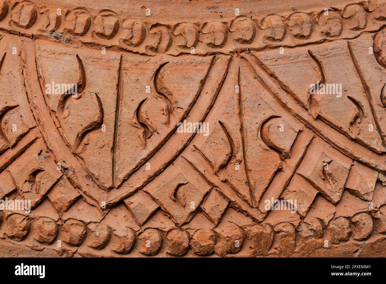 Closeup Thai pattern design of earthenware pottery Stock Photo - Alamy