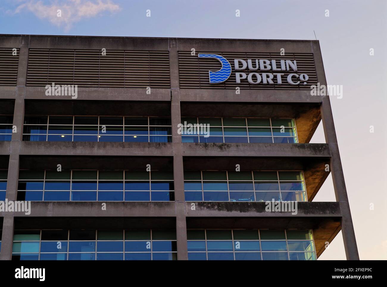 DUBLIN, IRELAND - Oct 27, 2019: Low angle shot of the Dublin Port ...