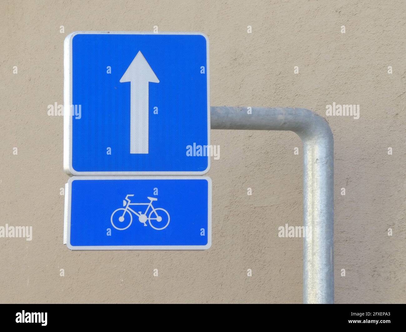 Traffic sign showing one way for all vehicles except bicycles Stock ...