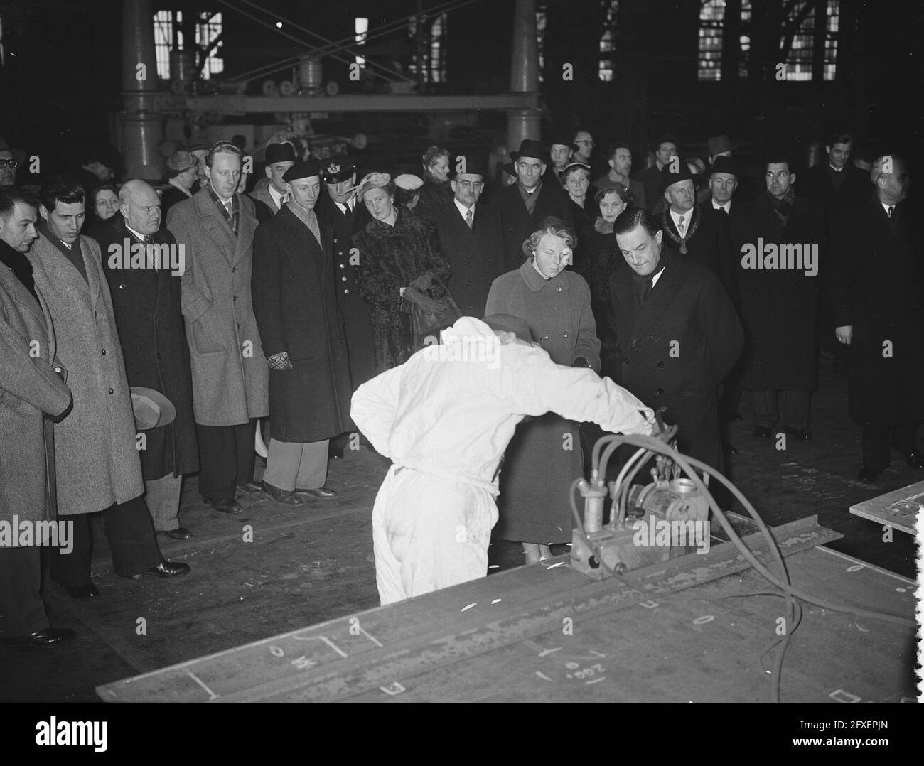 Launching Vassim by Princess Beatrix at NDSM, January 15, 1955 ...