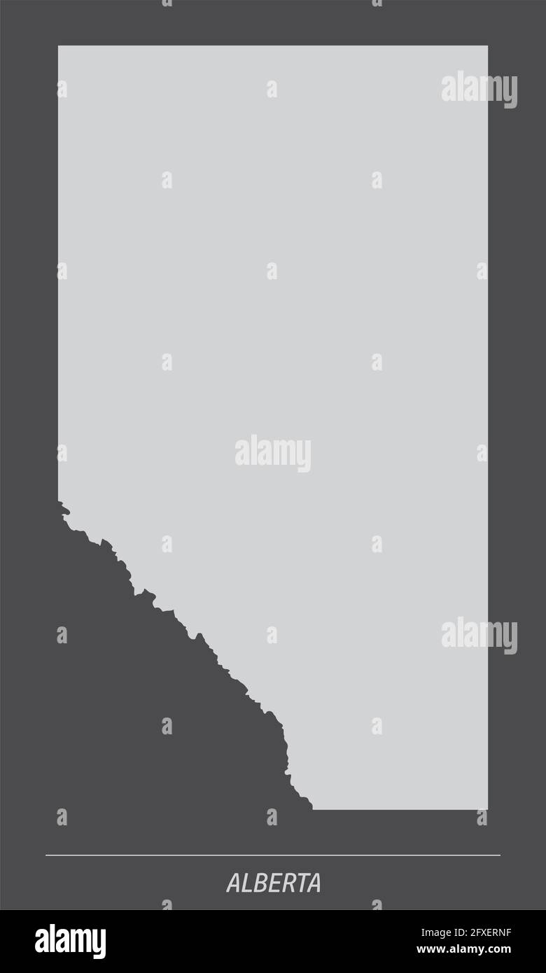 The Alberta province silhouette map isolated on dark background, Canada ...