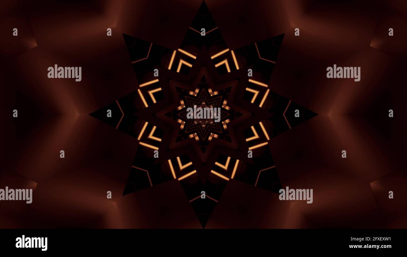 3D rendering of kaleidoscopic futuristic wallpaper in vibrant brown ...