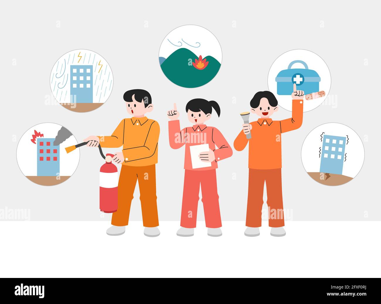 natural disaster prevention day with children explaining safety guide ...