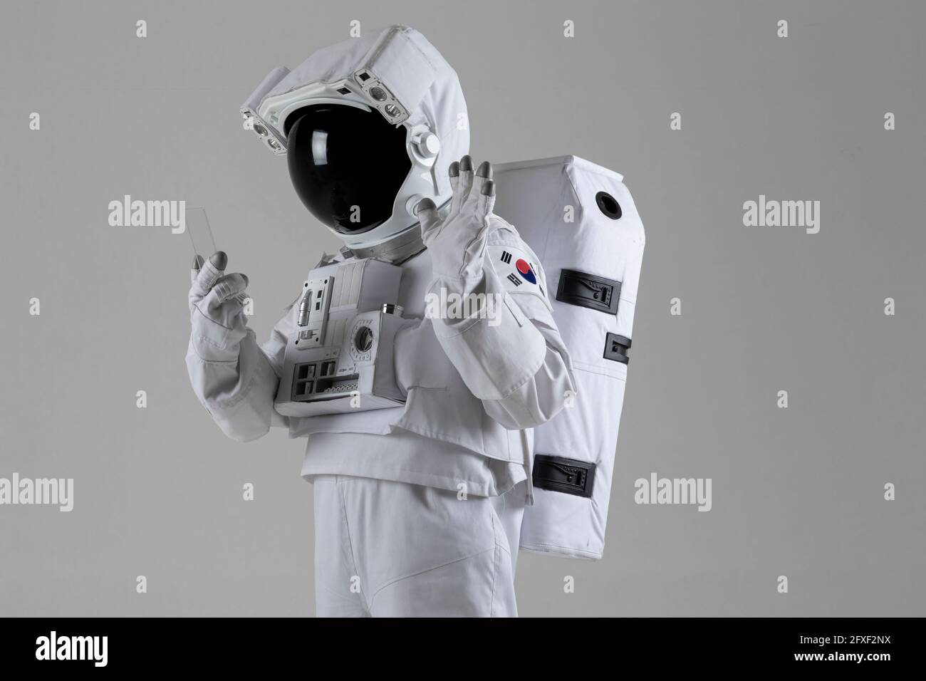 Spaceman video call, white background Stock Photo - Alamy
