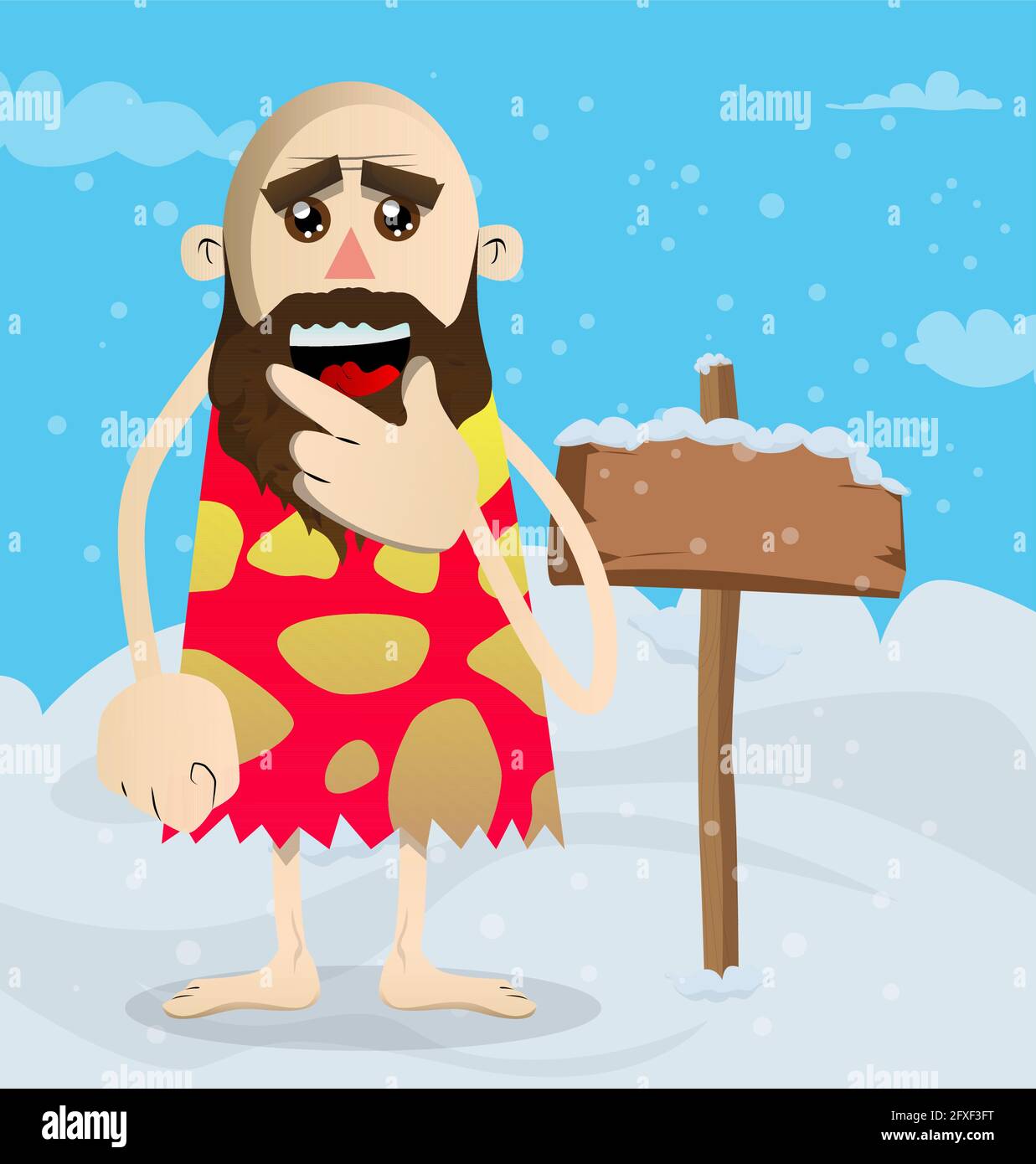 Cartoon prehistoric man thinking. Vector illustration of a man from the ...