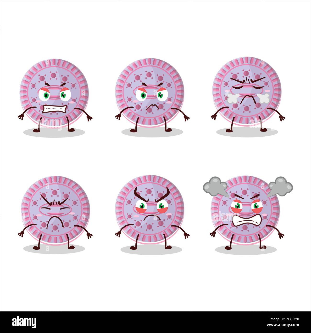 Strawberry biscuit cartoon character with various angry expressions ...
