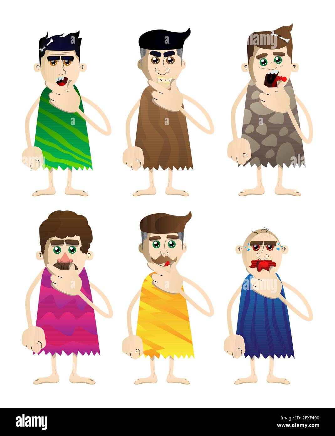 Cartoon prehistoric man thinking. Vector illustration of a man from the ...