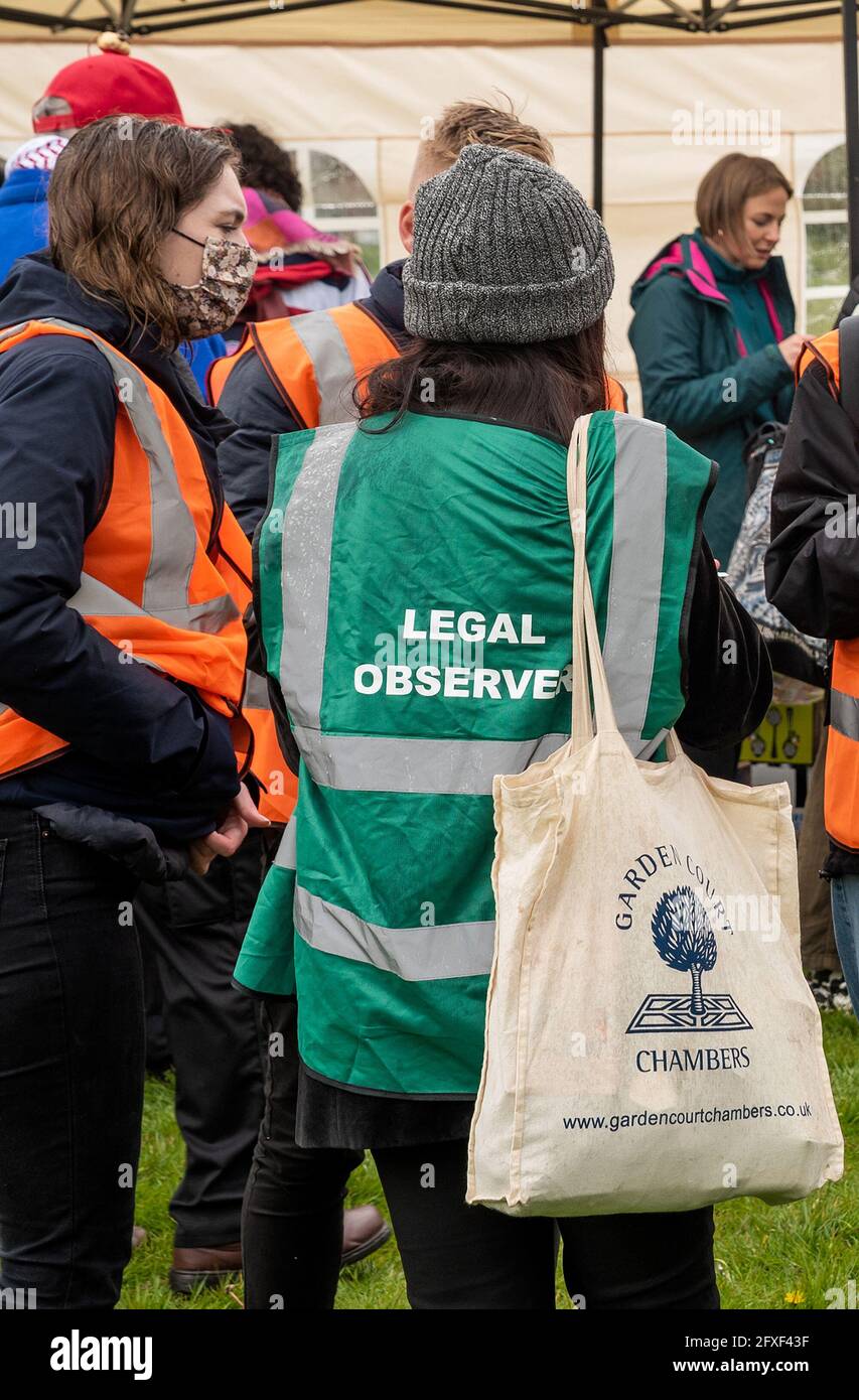 A gathering of Legal Observers by the refreshment tent at a Napier ...