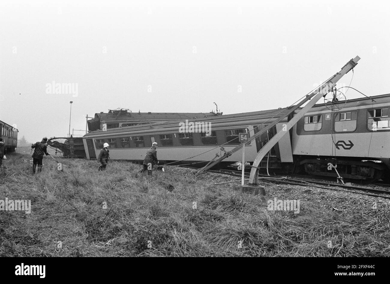 Train disaster near Goes; first wagon of stopping train on freight ...