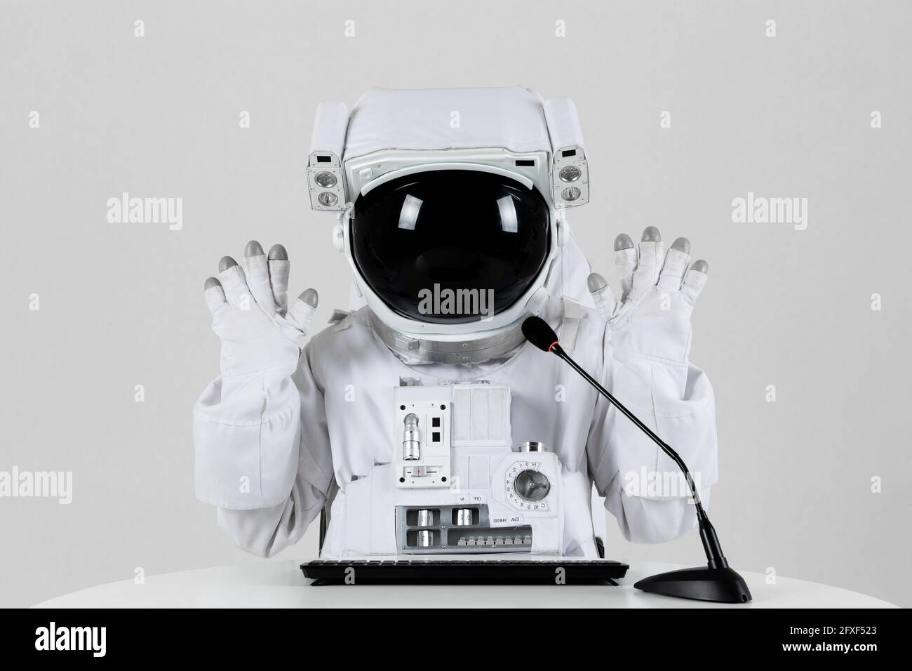 Astronaut on video conference, live chat Stock Photo - Alamy