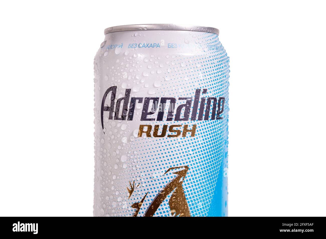 Tyumen, Russia-May 25, 2021: Adrenaline Rush energy drink Zero Sugar ...