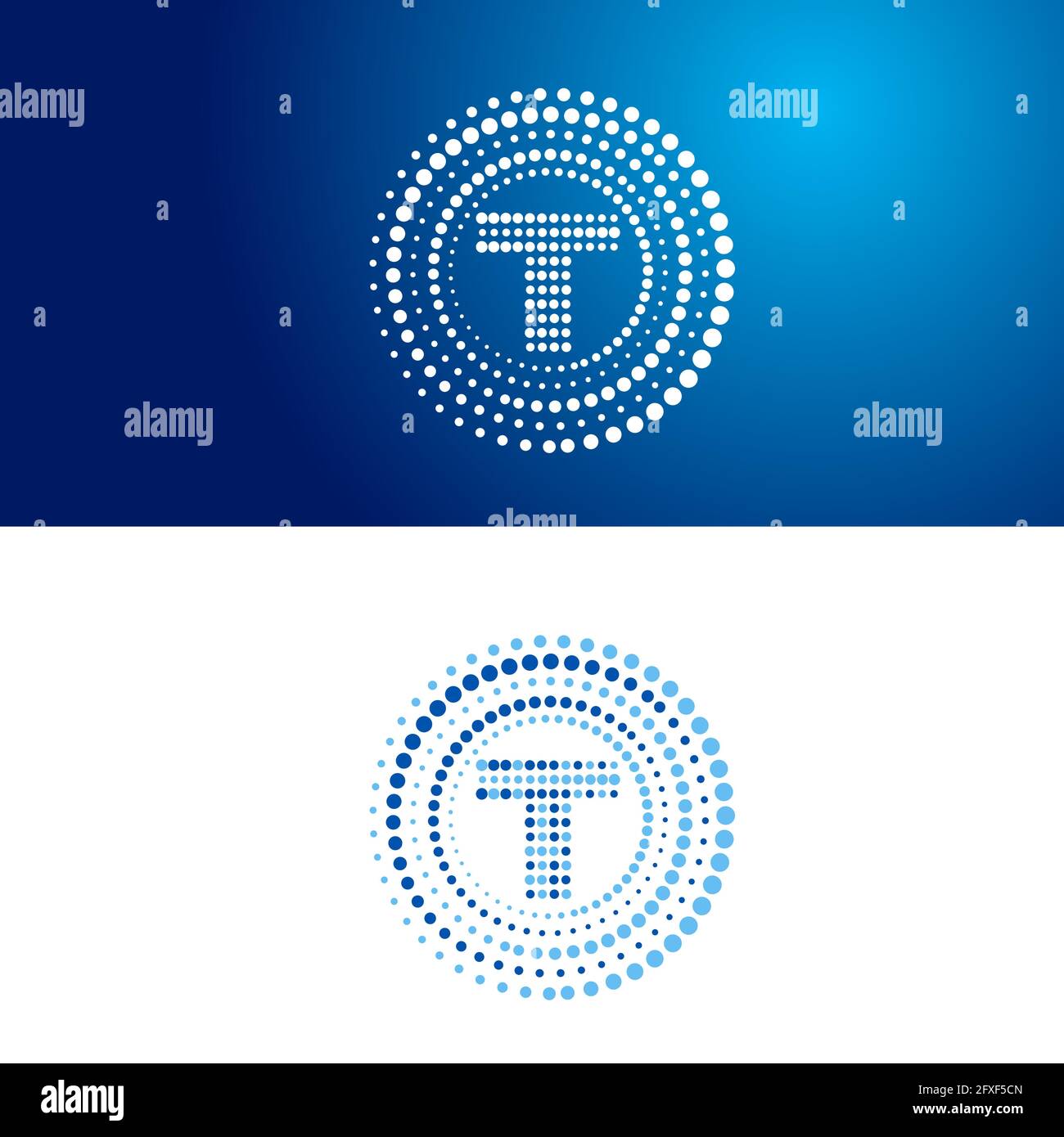 digital tech dots T initial Letter logo design dot symbol icon vector ...