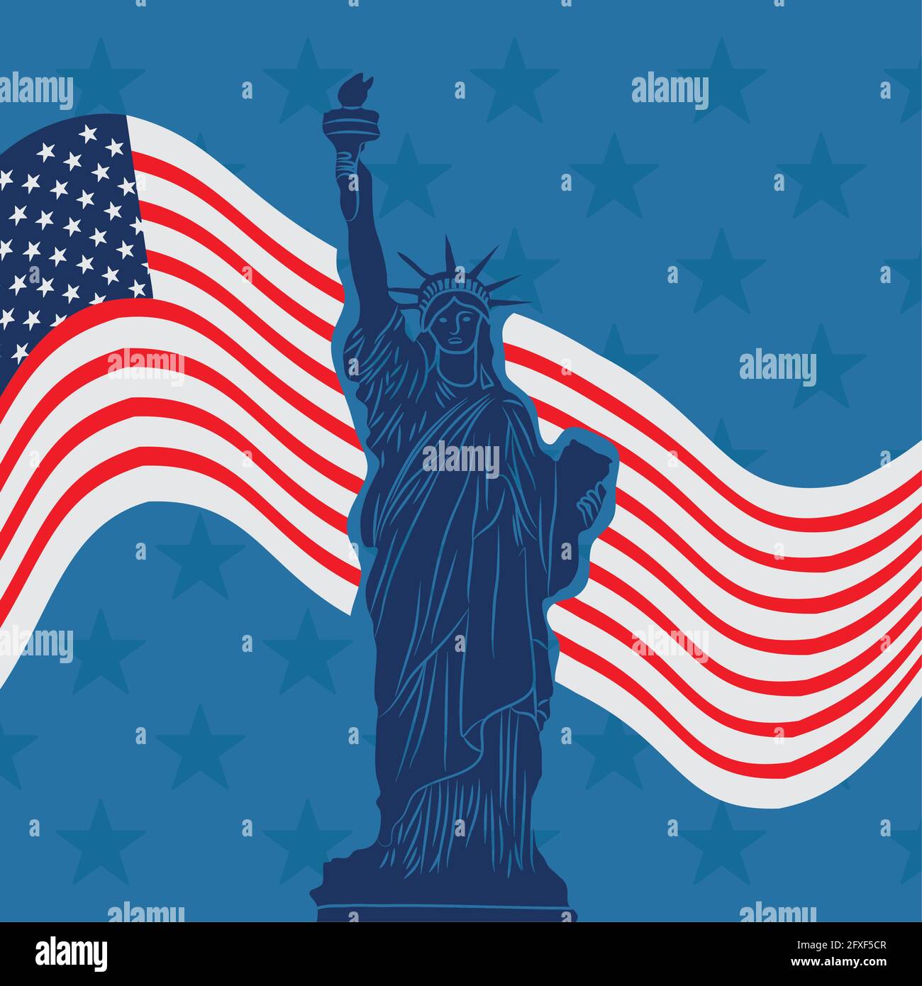 statue of liberty and usa flag illustration Stock Vector Image & Art ...