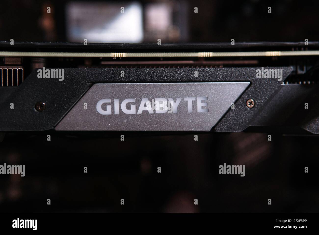 Tyumen, Russia-april 26, 2021: Gigabyte Technology logo close up is a ...