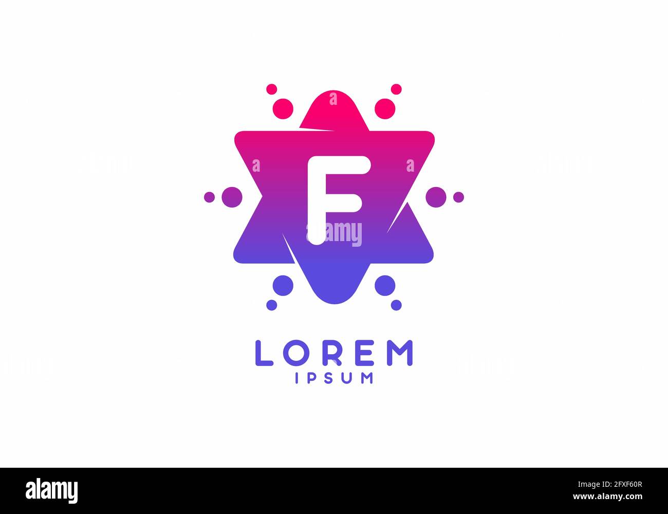 Pink blue gradient color of F initial letter in star shape design Stock ...