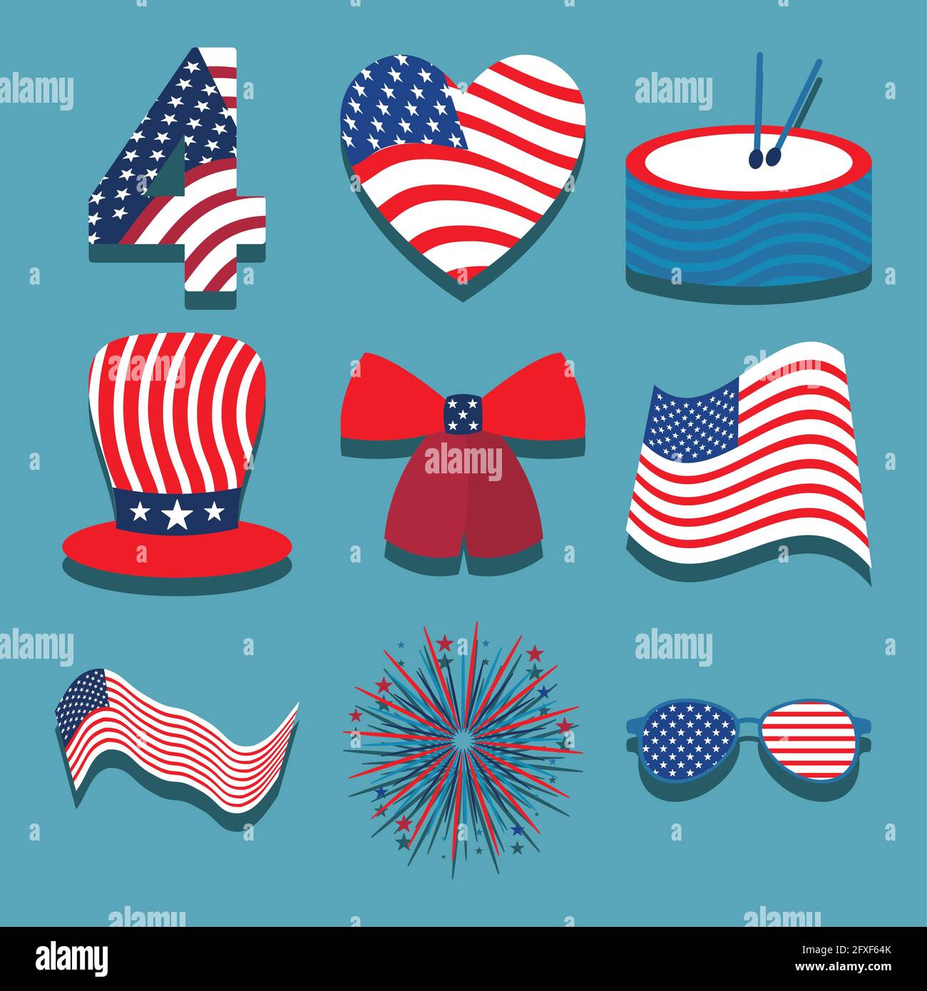 usa flags and symbols set Stock Vector Image & Art - Alamy