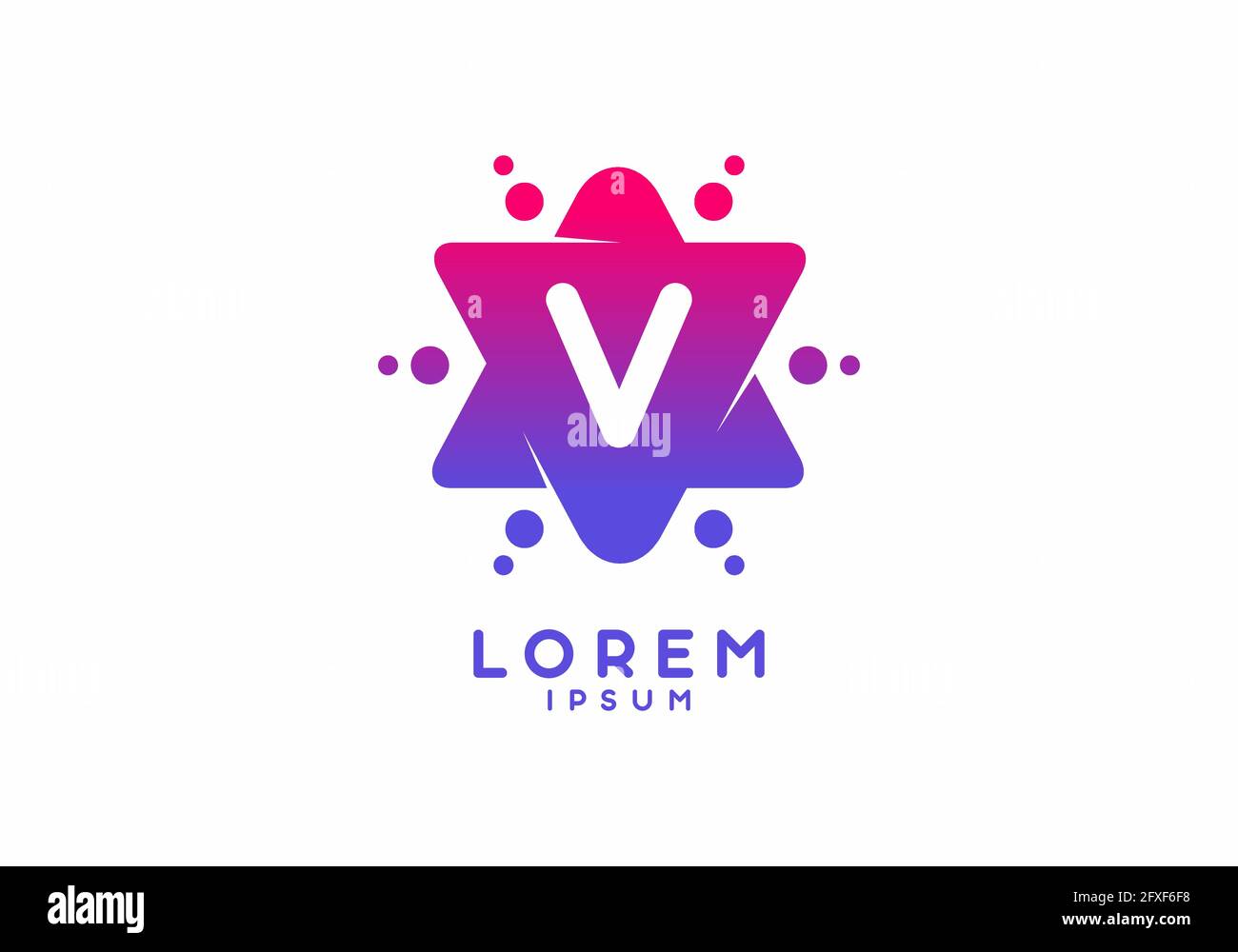 Pink blue gradient color of V initial letter in star shape design Stock ...