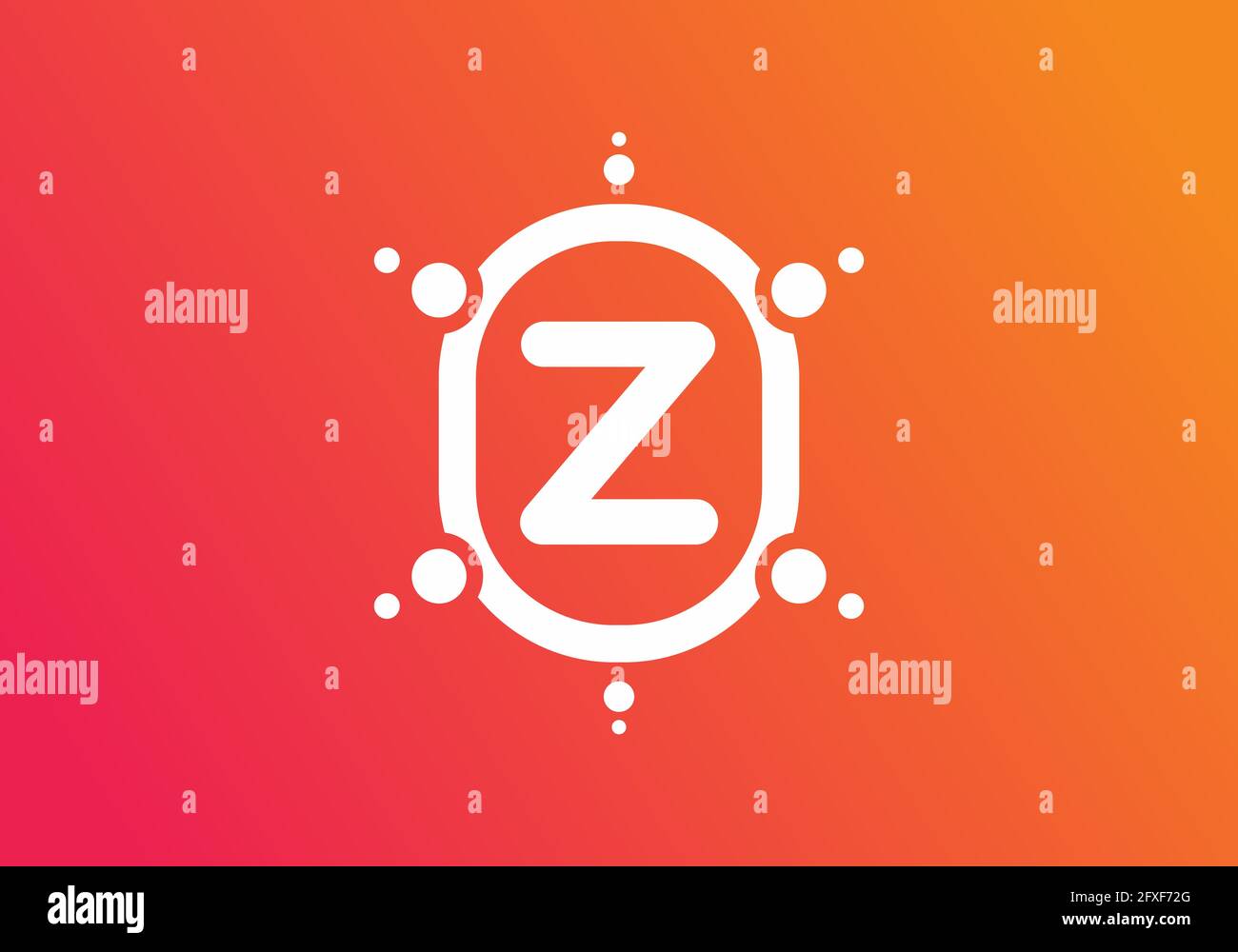 Orange pink gradient color of Z initial letter in oval frame design ...