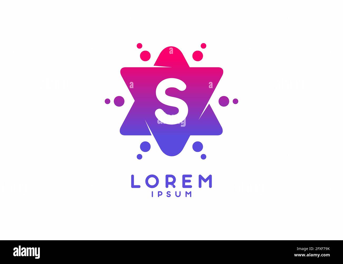 Pink blue gradient color of S initial letter in star shape design Stock ...